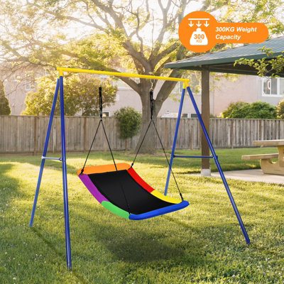 Costway Nest Swing Square Kids Swings Adjustable Hanging Ropes Outdoor ...