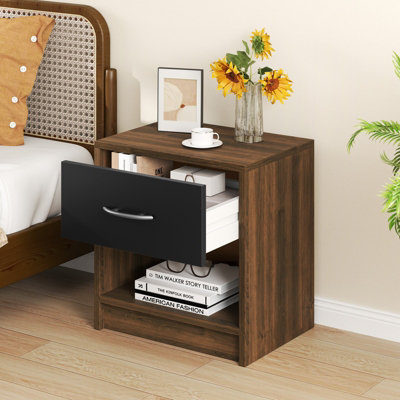 COSTWAY Nightstand w/ Drawer 3-Tier Bedside Table Compact Floor Sofa ...