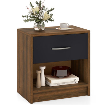 COSTWAY Nightstand w/ Drawer 3-Tier Bedside Table Compact Floor Sofa ...