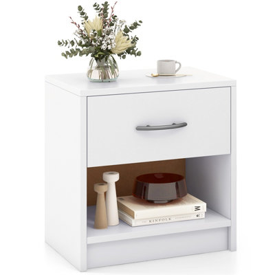 COSTWAY Nightstand w/ Drawer 3-Tier Bedside Table Compact Floor Sofa ...