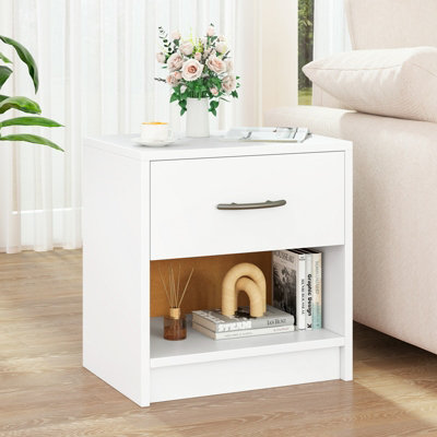 COSTWAY Nightstand w/ Drawer 3-Tier Bedside Table Compact Floor Sofa ...