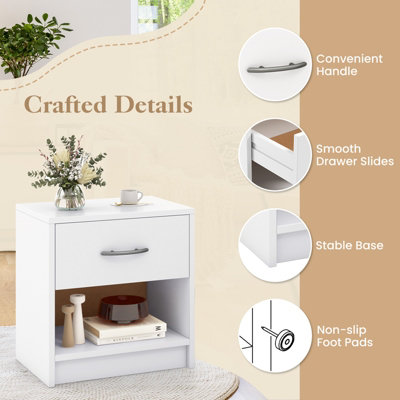 COSTWAY Nightstand w/ Drawer 3-Tier Bedside Table Compact Floor Sofa ...