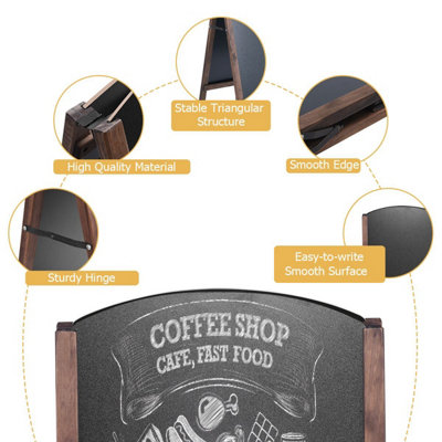 Costway Notice Board Chalkboard for Cafe Shop Freestanding