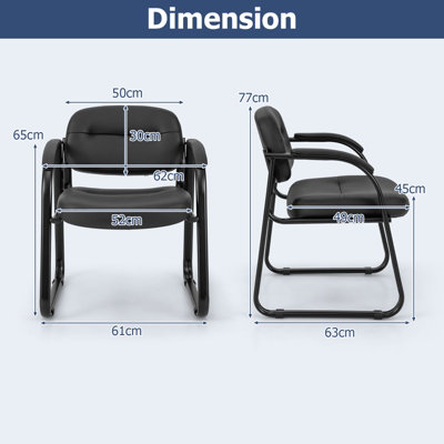 COSTWAY Office Guest Chair Set of 2 Reception Chairs with Padded Armrests