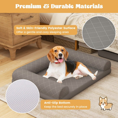 Costway Orthopedic Dog Bed Medium Small Dogs Egg Foam Dog Crate Bed w 3 Side Bolster