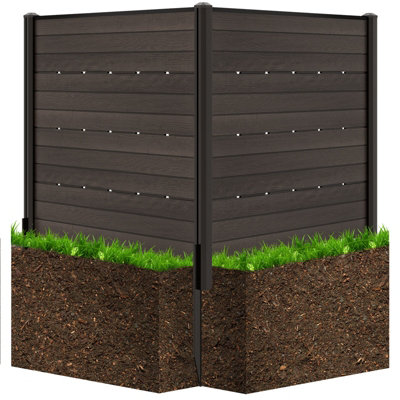Costway Outdoor 2 HDPE Fence Panels 120 x 115 cm Privacy Fence Screen w ...