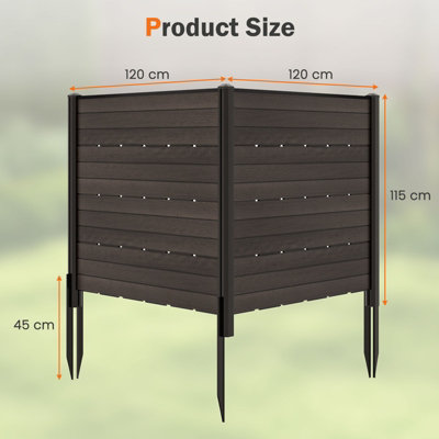 Costway Outdoor 2 HDPE Fence Panels 120 x 115 cm Privacy Fence Screen w ...