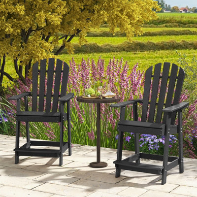 COSTWAY Outdoor Adirondack Bar Stool HDPE Patio Chair Garden Counter ...