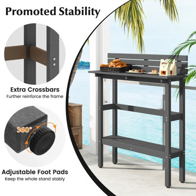 Costway Outdoor Bar Table 122cm Patio Pub Height Table Narrow Dining ...