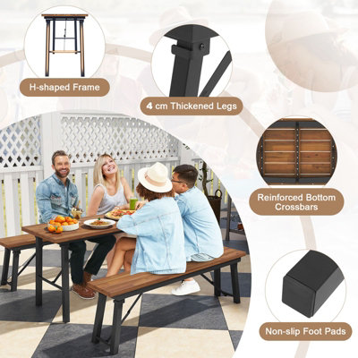 COSTWAY Outdoor Dining Table for 4-6 Foldable 150cm Narrow Patio Table ...