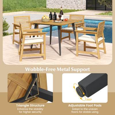 Costway Outdoor Dining Table for 4 Acacia Wood Patio Square Bistro ...