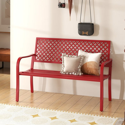 Costway Outdoor Garden Bench 2-Person Heavy Duty Metal Bench w ...