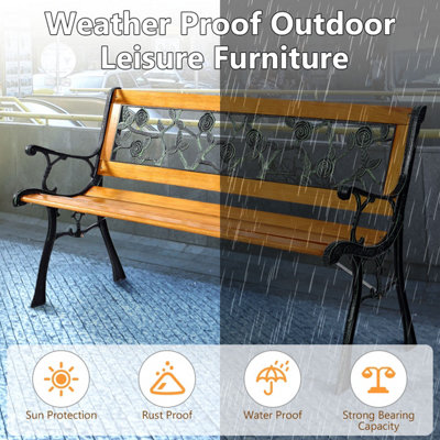 Costway Outdoor Garden Bench Loveseat 2 Seater Park Chair Wood Slats ...