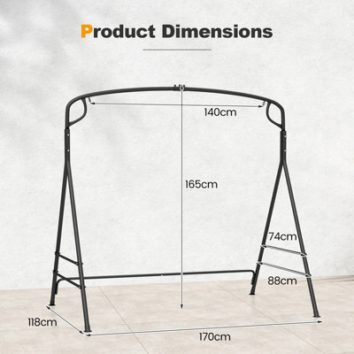 Costway Outdoor Metal Swing Frame Sturdy A-Shaped Porch Swing Stand w ...