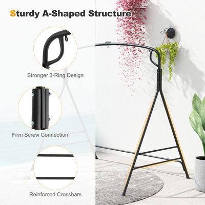 Costway Outdoor Metal Swing Frame Sturdy A-Shaped Porch Swing Stand w ...
