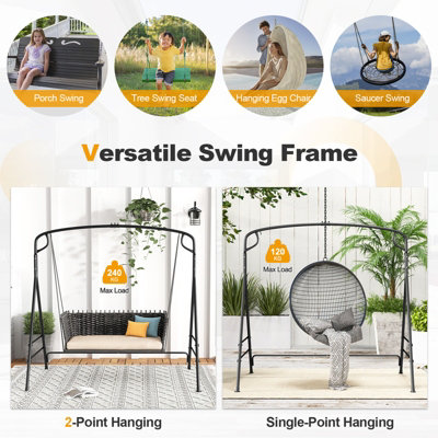 Costway Outdoor Metal Swing Frame Sturdy A-Shaped Porch Swing Stand w ...
