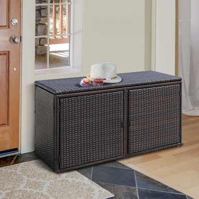 Costway Outdoor PE Wicker Storage Box 330L Garden Patio Storage Container