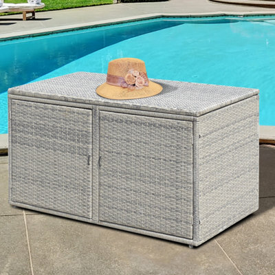 Costway Outdoor PE Wicker Storage Box 330L Garden Patio Storage Container