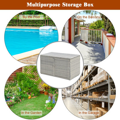 Costway Outdoor PE Wicker Storage Box 330L Garden Patio Storage Container