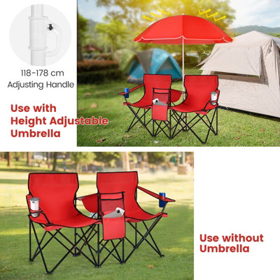 Costway Outdoor Portable Double Camping Chair Folding Picnic Chairs W ...