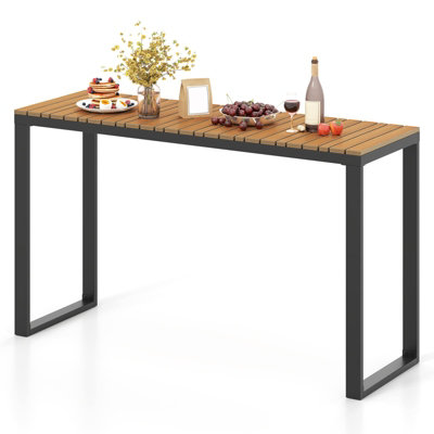 Costway Outdoor Rectangle Console Table Patio Side Table w/Metal Frame ...