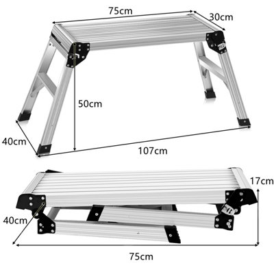 Costway Outdoor Step Stool Aluminum Platform Folding Work Bench Stool ...
