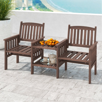 COSTWAY Outdoor Table and Chairs Set Patio Garden Bench Side Table w ...