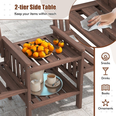 COSTWAY Outdoor Table and Chairs Set Patio Garden Bench Side Table w ...