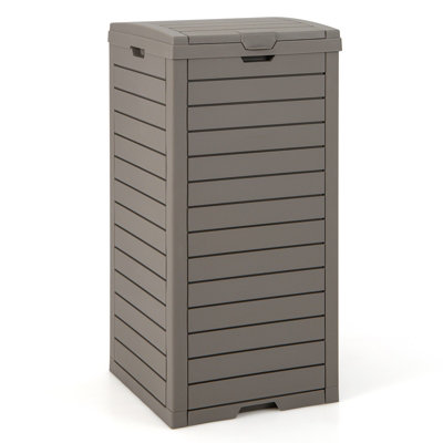 Costway Outdoor Trash Waste Bin 124 L Large Trash Bin with Lid & Pull ...