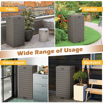 Costway Outdoor Trash Waste Bin 124 L Large Trash Bin with Lid & Pull ...