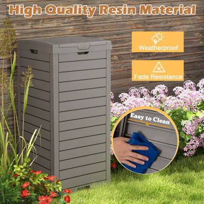 Costway Outdoor Trash Waste Bin 124 L Large Trash Bin with Lid & Pull ...