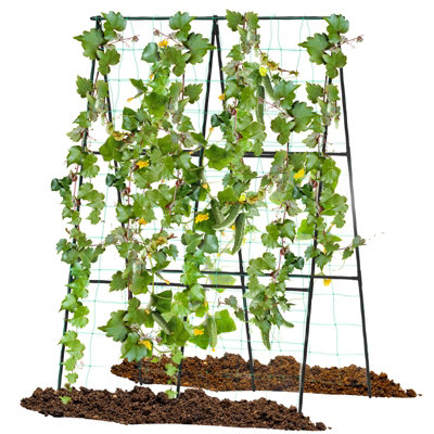 COSTWAY Outdoor Trellis Climbing Plants A-Frame Garden Trellis w ...