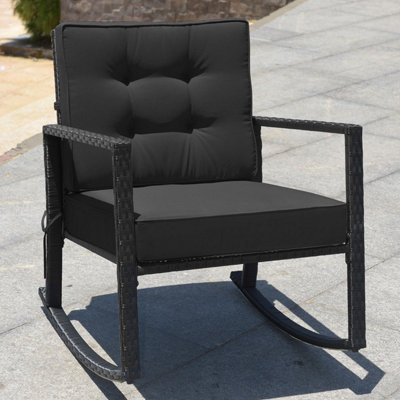 Costway Outdoor Wicker Furniture Rocking Chair Metal Frame Patio Rattan ...