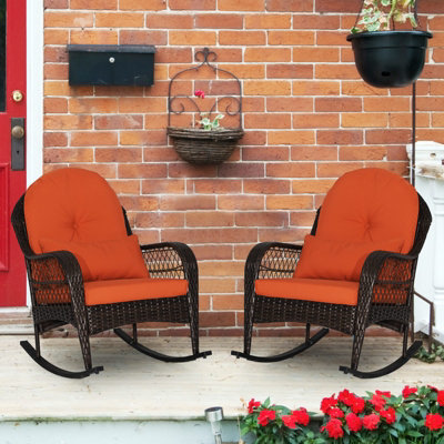 COSTWAY Outdoor Wicker Rocking Chair Patio Rattan Rocker w/ Back ...