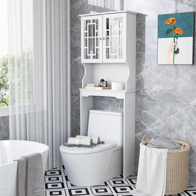 Costway Over-The-Toilet Storage Cabinet 3-Tier Washing Machine Rack W ...