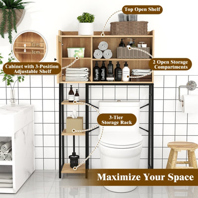 COSTWAY Over The Toilet Storage Cabinet w/Anti-tipping Devices Bathroom ...