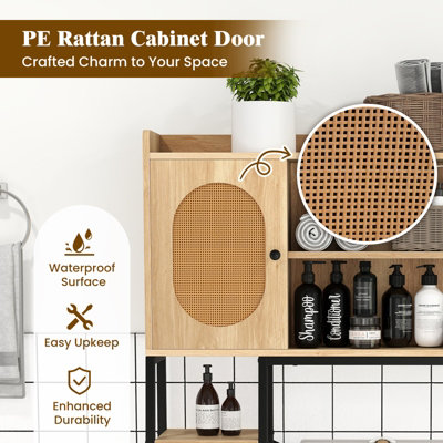 COSTWAY Over The Toilet Storage Cabinet w/Anti-tipping Devices Bathroom ...