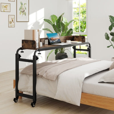 COSTWAY Overbed Desk with Wheels King Size Mobile Bed Desk with ...