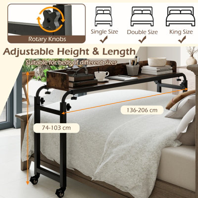 COSTWAY Overbed Desk with Wheels King Size Mobile Bed Desk with ...