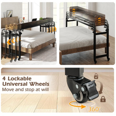 COSTWAY Overbed Desk with Wheels King Size Mobile Bed Desk with ...