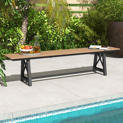 Costway Patio 183cm Extra Long Bench Outdoor Weatherproof Long Chair for 4