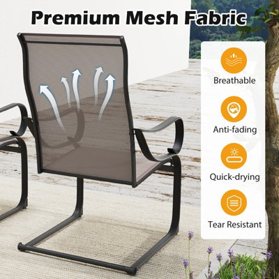 Costway Patio C-Spring Dining Chairs Set of 2 Sling High-Back Chairs-Grey