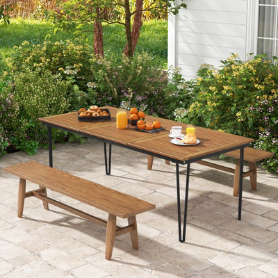 Costway Patio Dinning Table for 8 Rectangular Outdoor Table w/ 5cm ...
