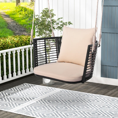 Costway Patio Hanging Rattan Basket Chair Swing Hammock Chair w/Seat ...