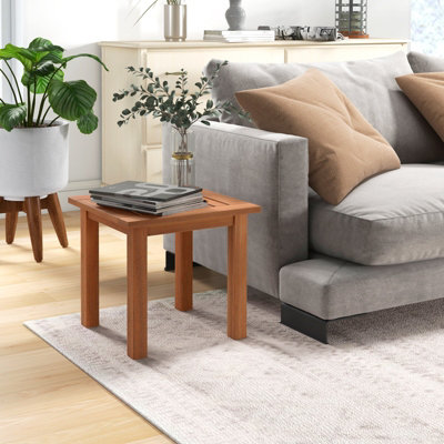Costway Patio Hardwood Side Table Outdoor Square End Table Wooden ...