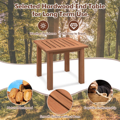 Costway Patio Hardwood Side Table Outdoor Square End Table Wooden ...