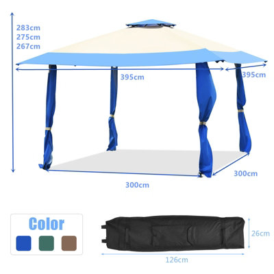 Costway Patio Large Canopy Tent Outdoor Park Gazebo Canopy w/ 3 ...