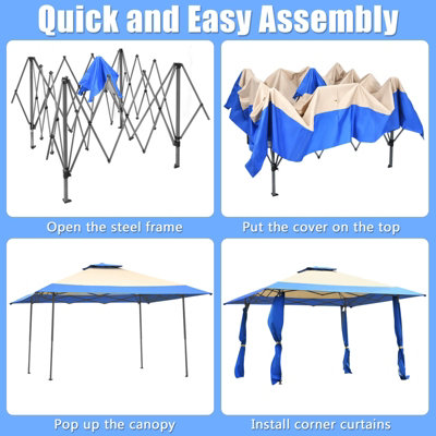 Costway Patio Large Canopy Tent Outdoor Park Gazebo Canopy w/ 3 ...
