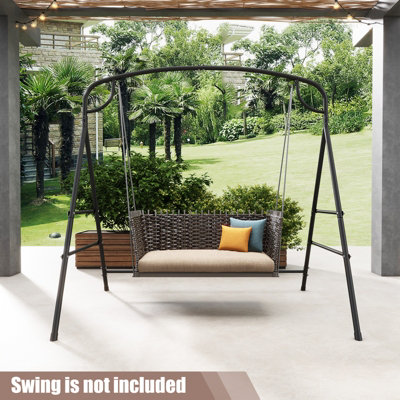 Costway Patio Metal Swing Stand Heavy-Duty A-Shaped Porch Swing Frame w ...