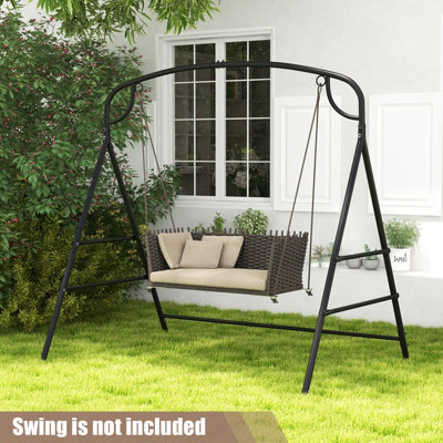 Costway Patio Metal Swing Stand Heavy-Duty A-Shaped Porch Swing Frame w ...